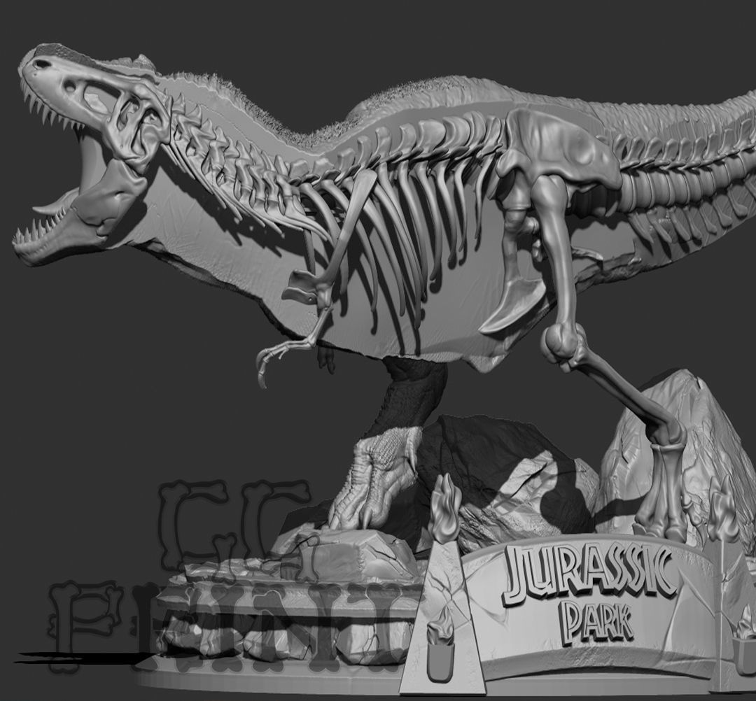 T-REX half bone 3D model 3D printable | CGTrader
