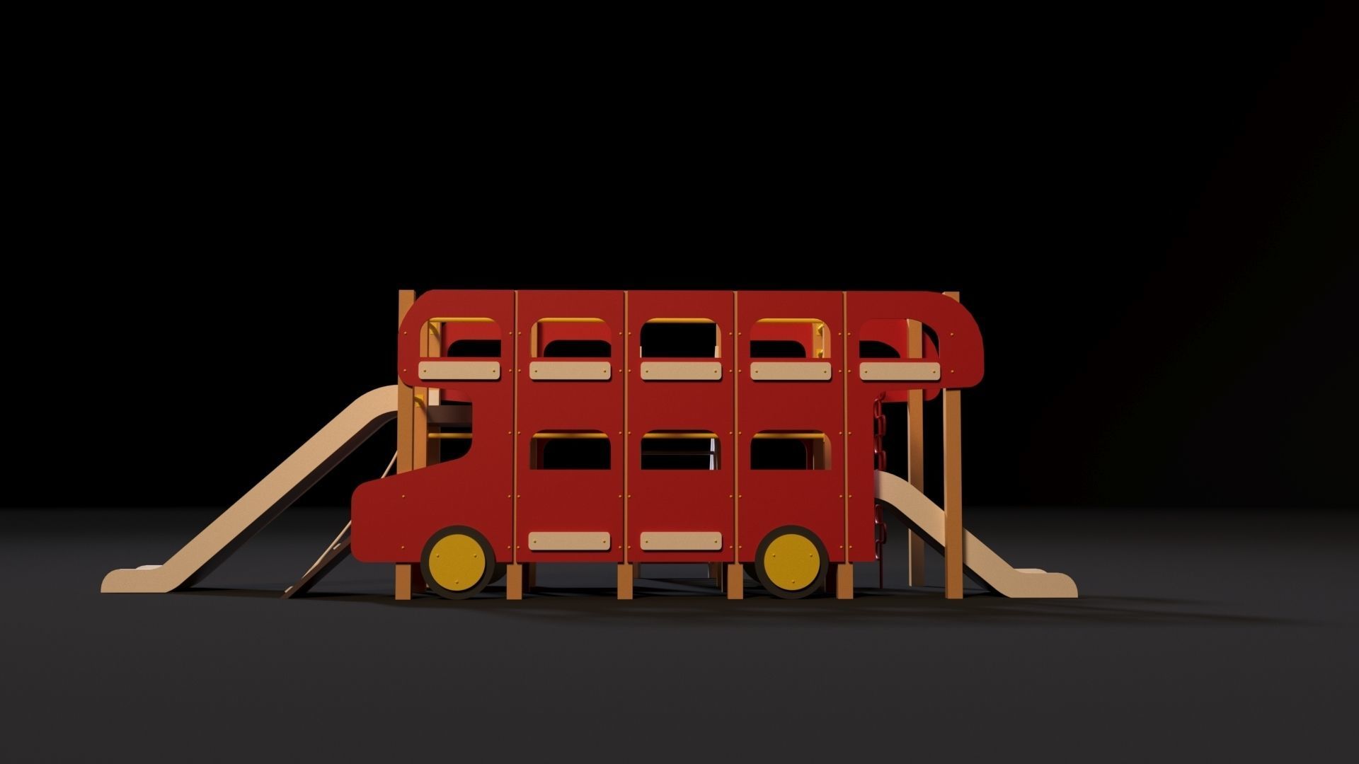 Playground Red bus 3D model | CGTrader