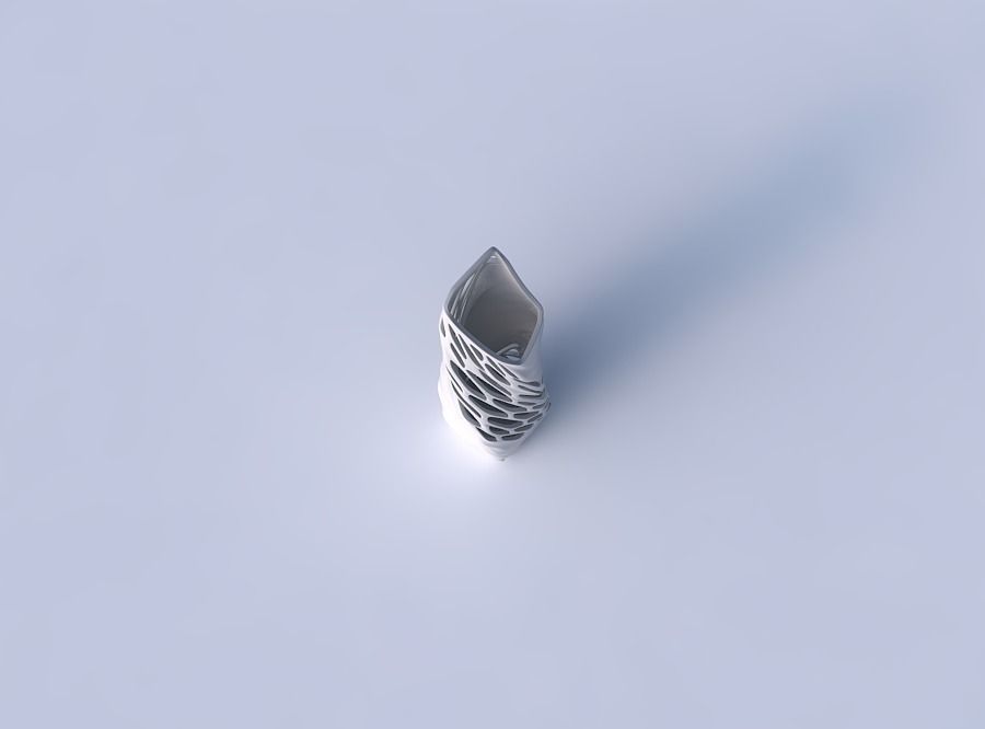 Vase twisted bent rectangle with organic lattice half solid 3D model 3D ...