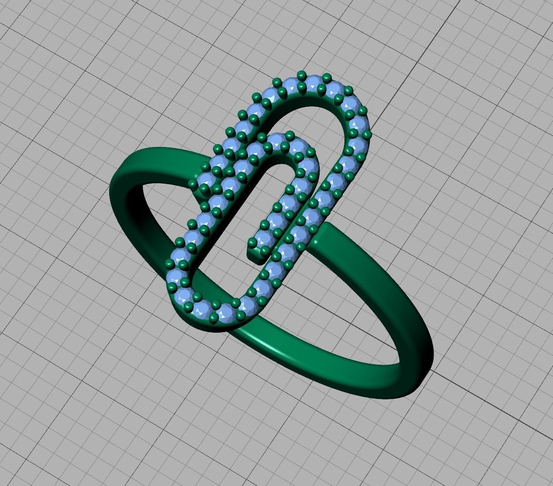 Paper Clip Diamond Ring Own design printable 3dmodel 3D model 3D ...