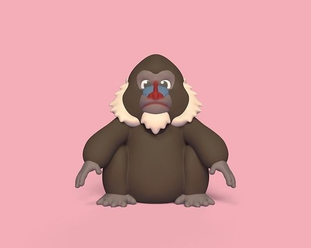Cute Mandrill 3D model 3D printable | CGTrader