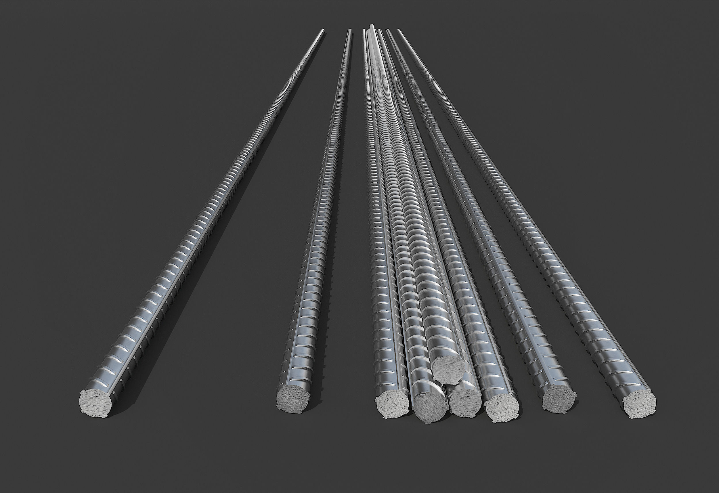 Rebar- Chrome Reinforcement - threaded rod 3D model | CGTrader