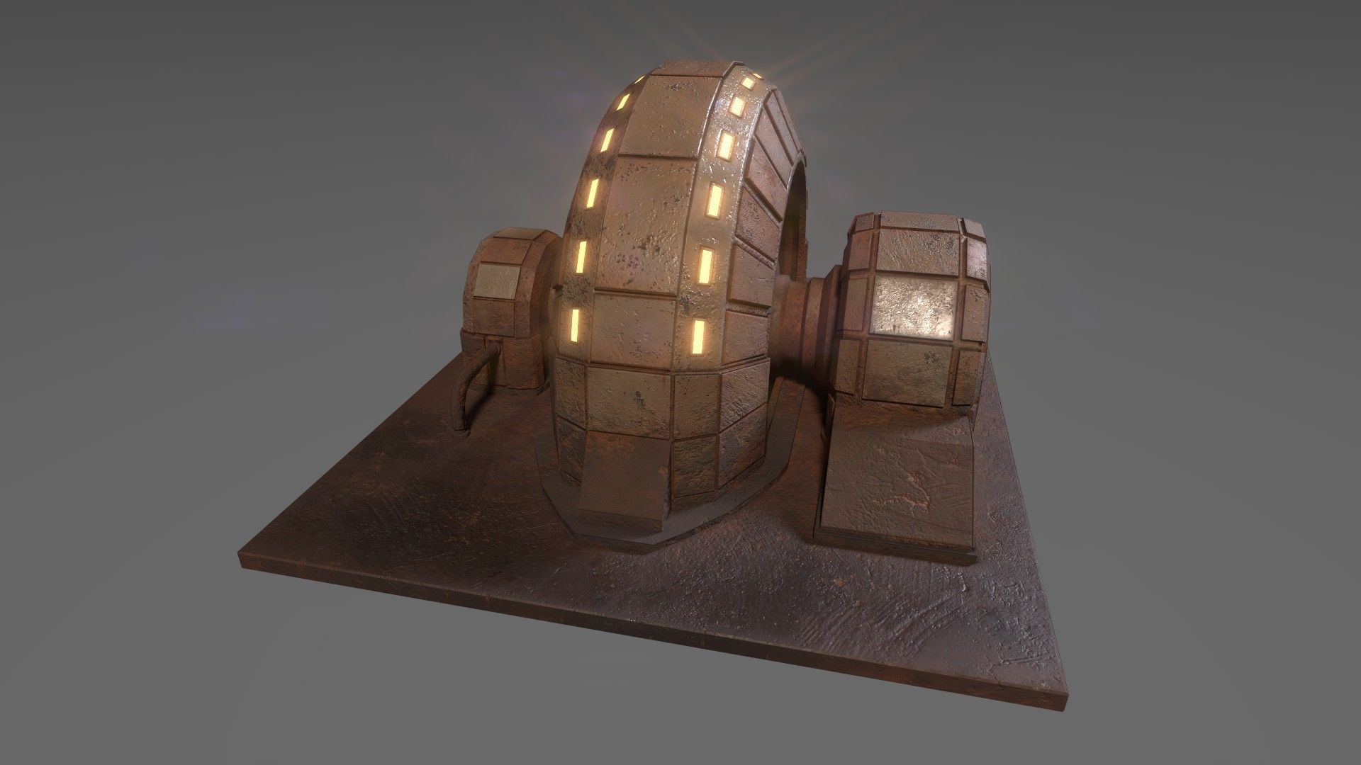 3D model Rusty stylized rotating sci-fi generator VR / AR / low-poly ...