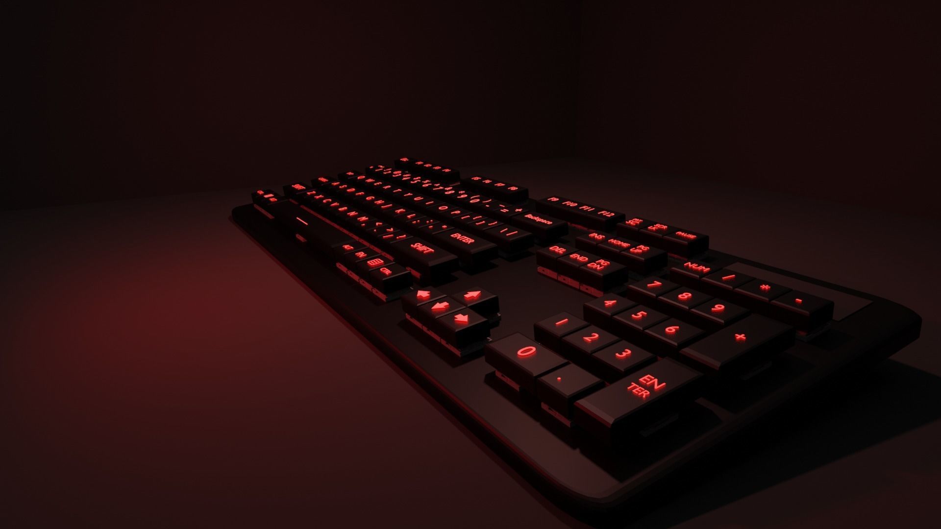 Mechanical Keyboard RED LED free VR / AR / low-poly 3D model | CGTrader
