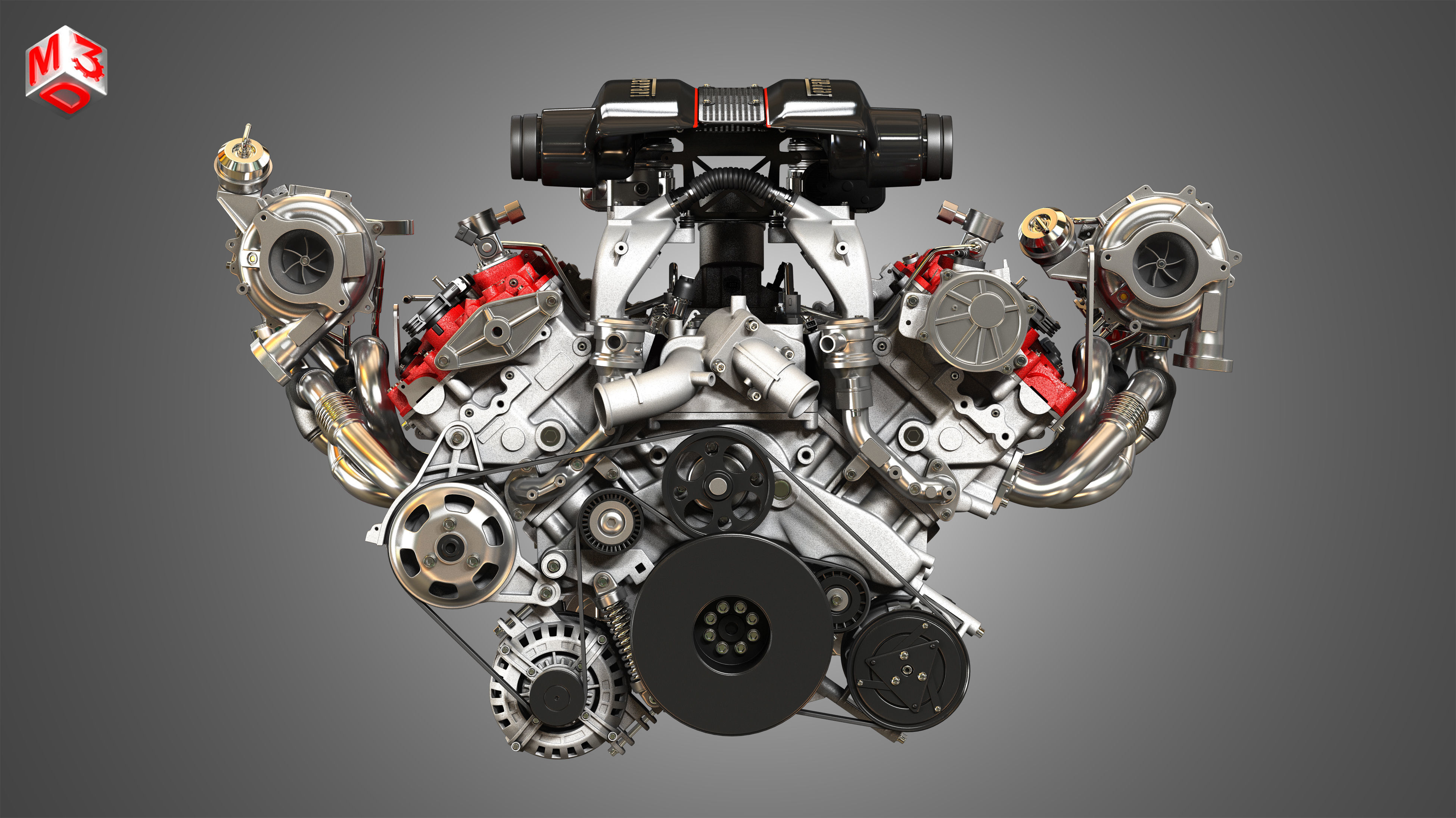 488 Pista Engine - V8 Twin Turbo Engine 3D model | CGTrader