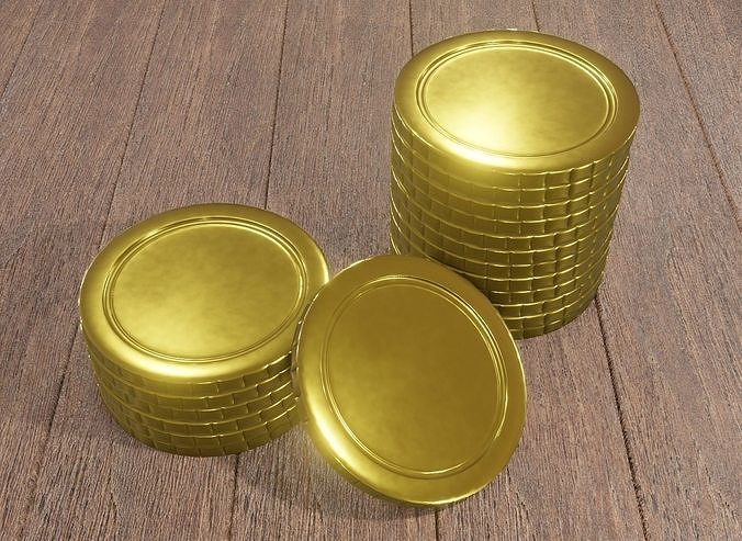 3D model Realistic gold coin - simple gold coin 3d model - PBR VR / AR ...