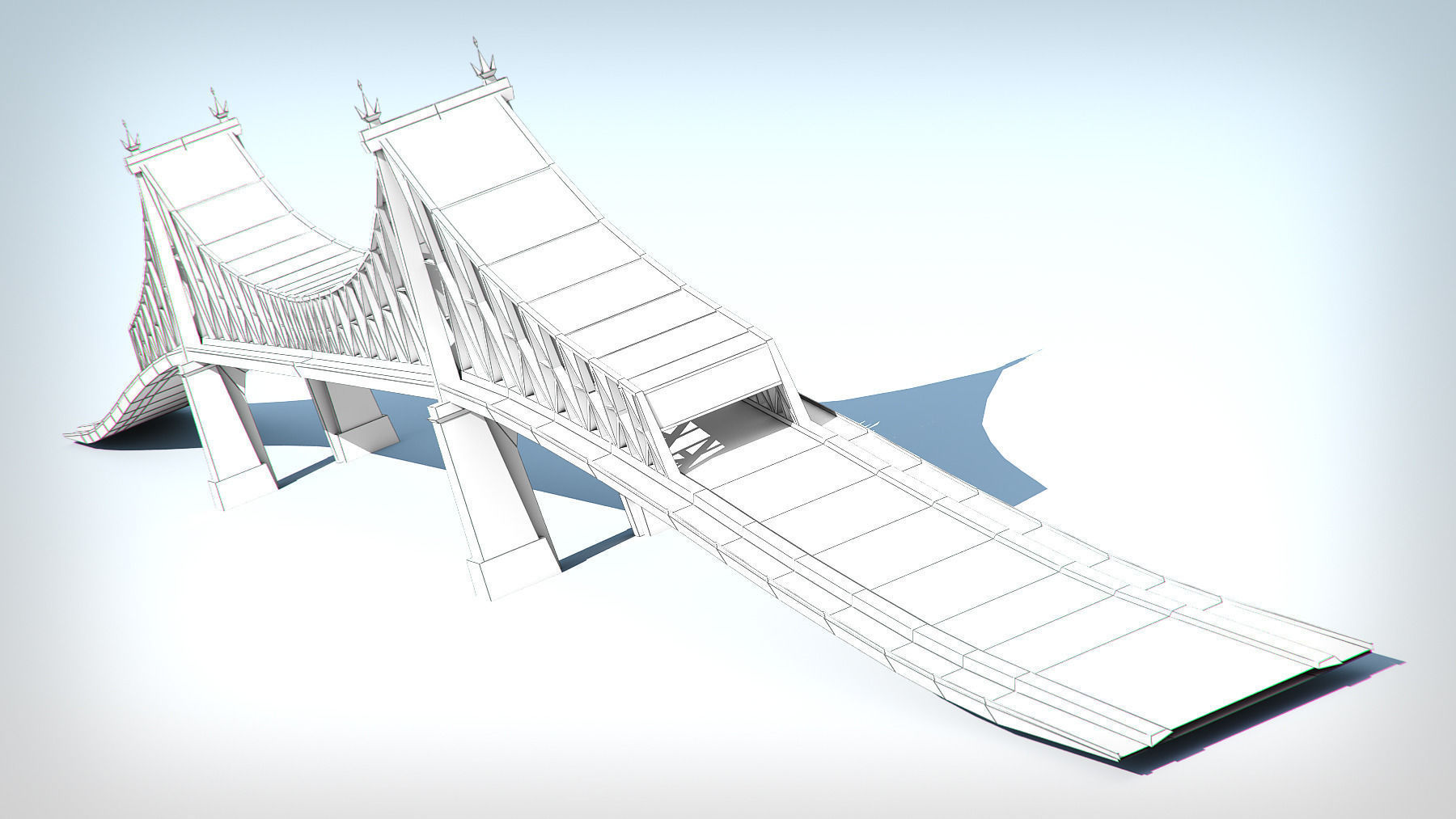 3D model Bridge low poly detailed VR / AR / low-poly | CGTrader