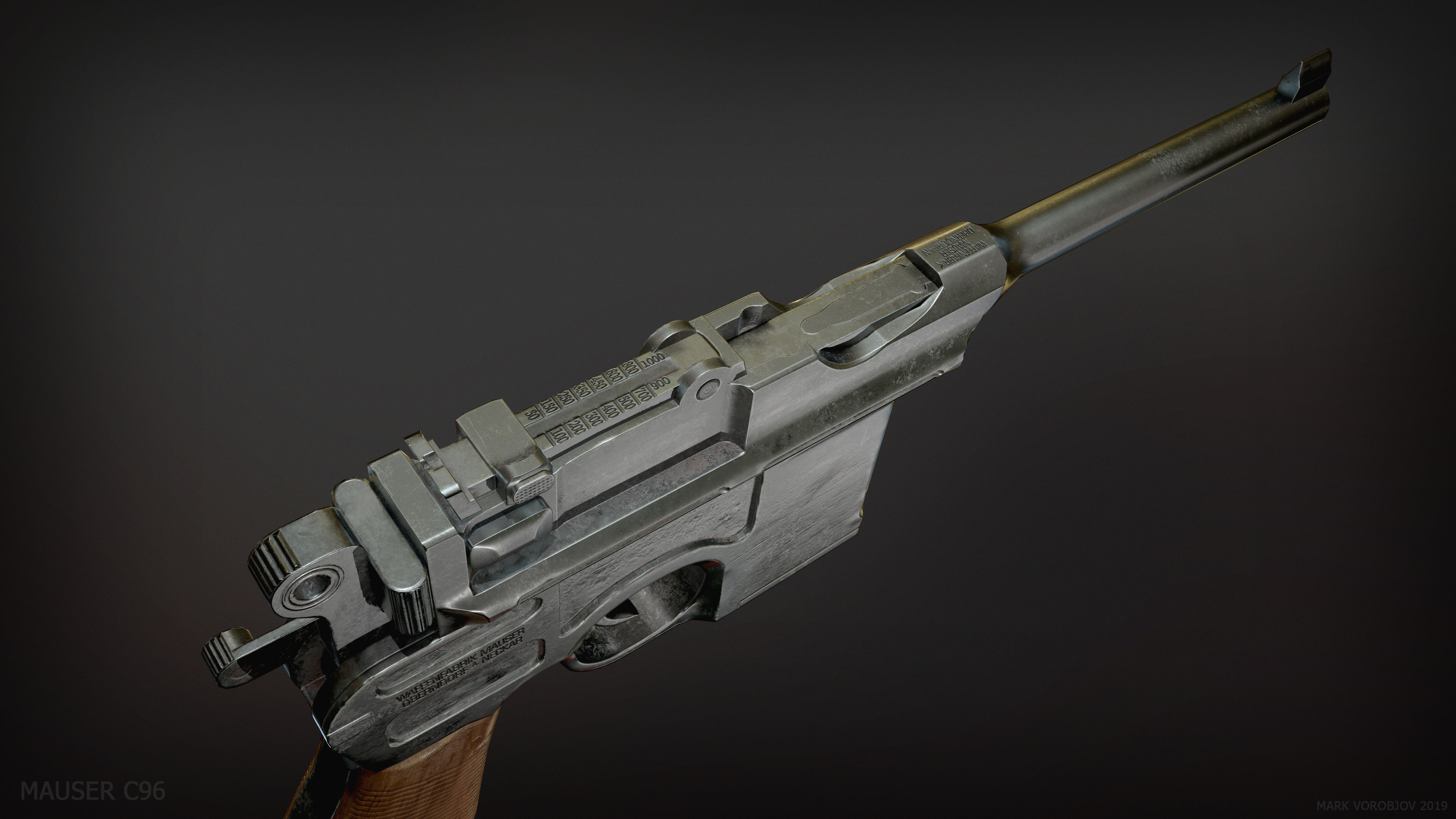 3D model Mauser C96 lowpoly game-ready PBR VR / AR / low-poly | CGTrader