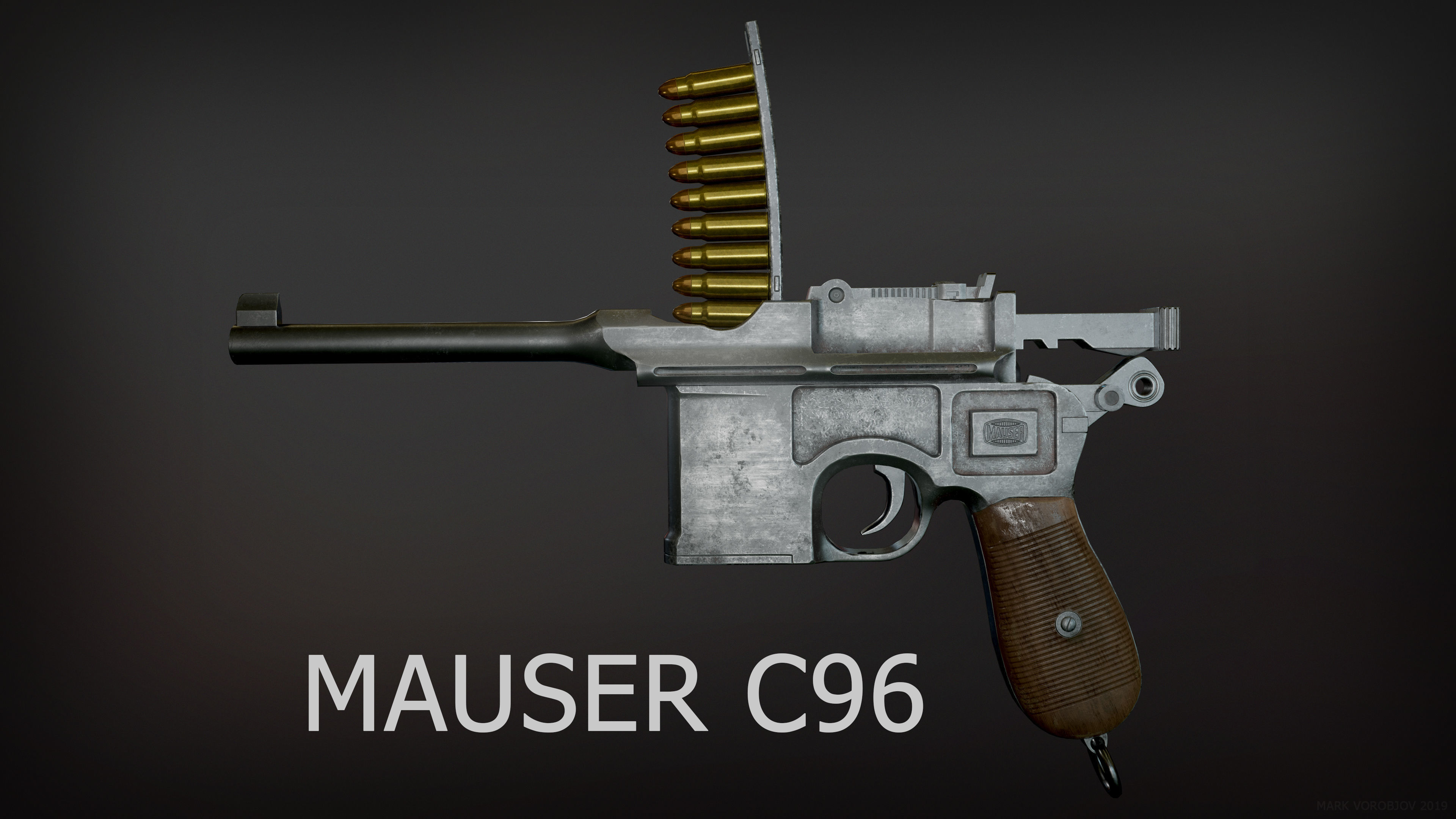 3D model Mauser C96 lowpoly game-ready PBR VR / AR / low-poly | CGTrader