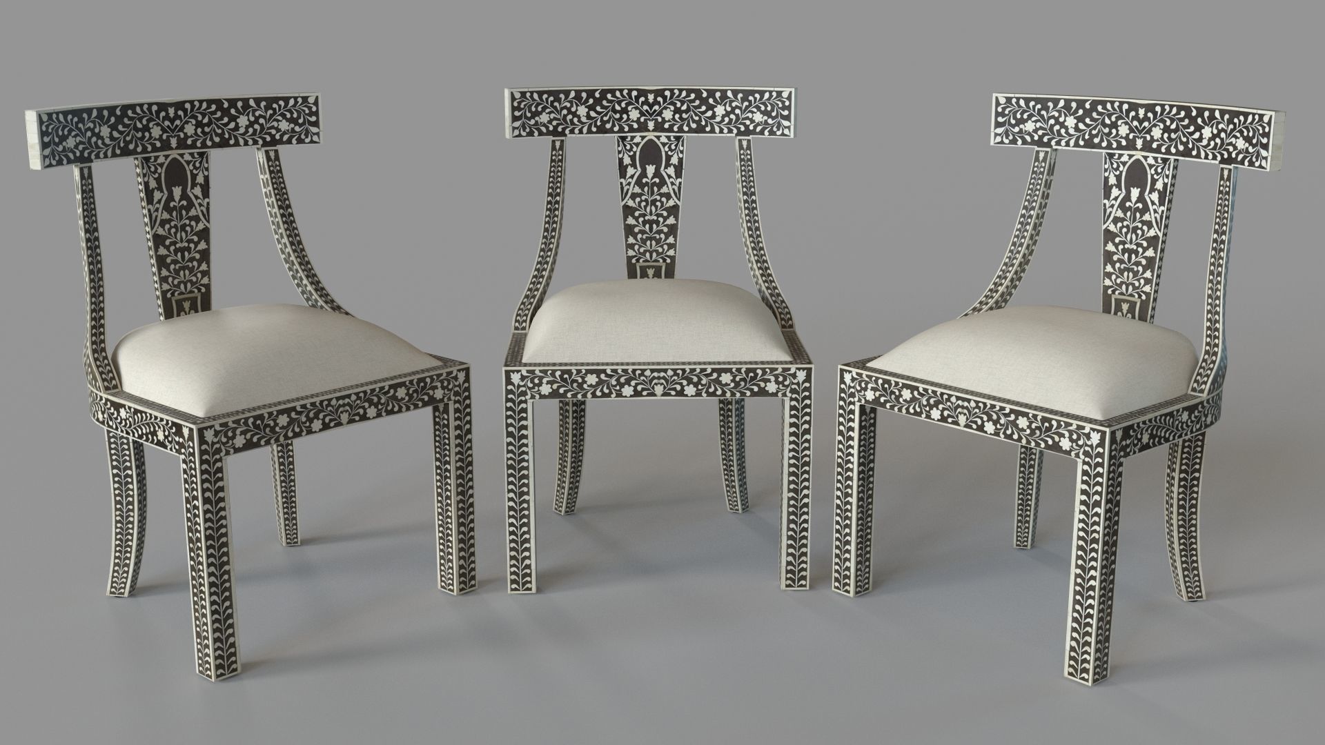 Femi Bone-Inlay Accent Chair 3D model | CGTrader