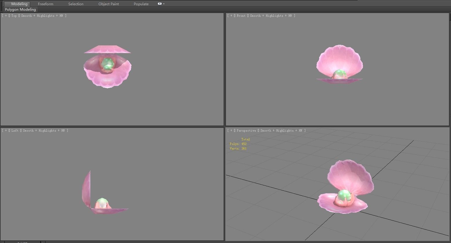3D model Cartoon Pearl - Pink Shell - Clam VR / AR / low-poly | CGTrader