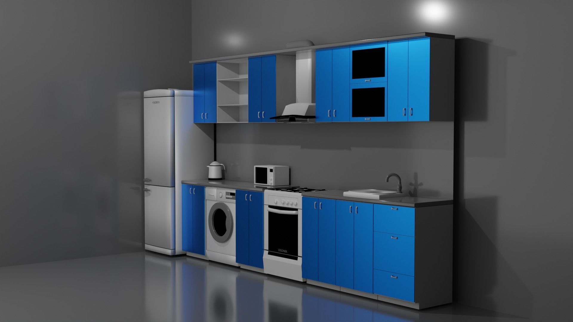 3D model Low poly Kitchen 3D VR / AR / low-poly | CGTrader