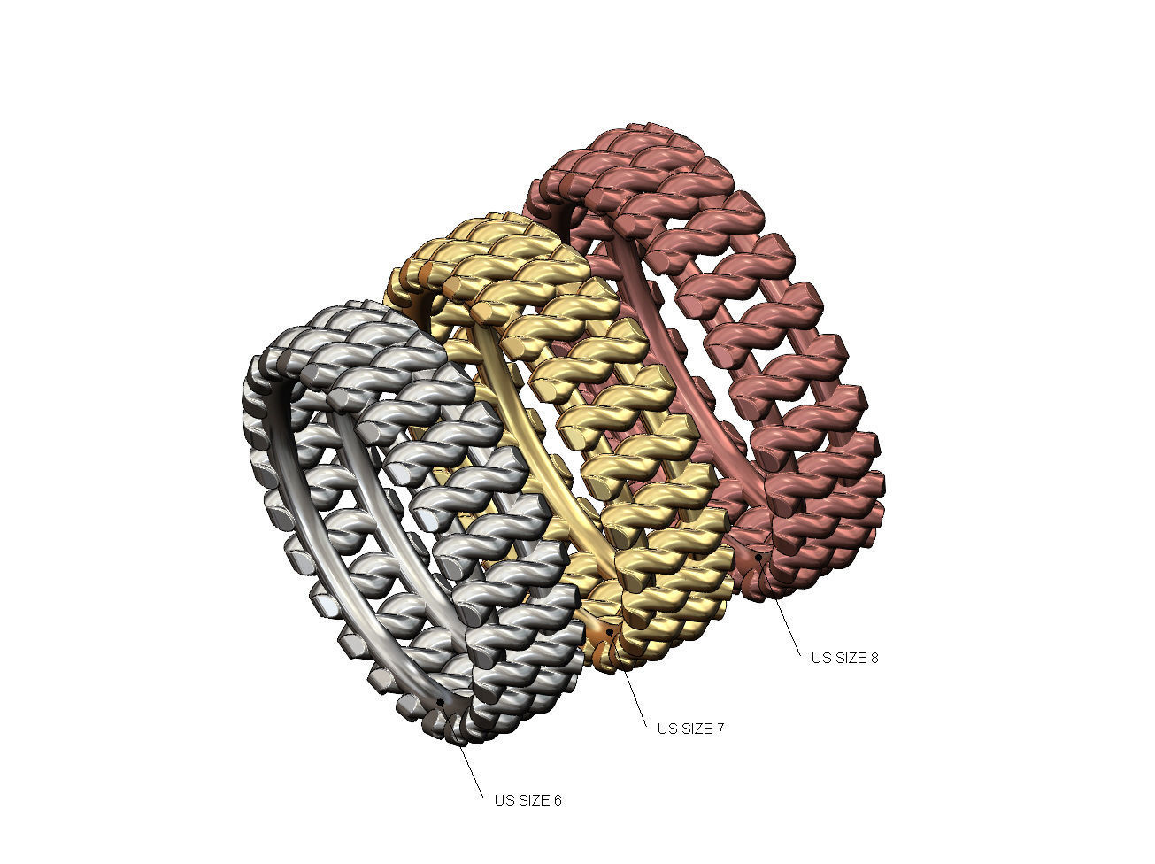 Twisted wire bar motif band US size 6 7 8 3D model 3D printable | CGTrader