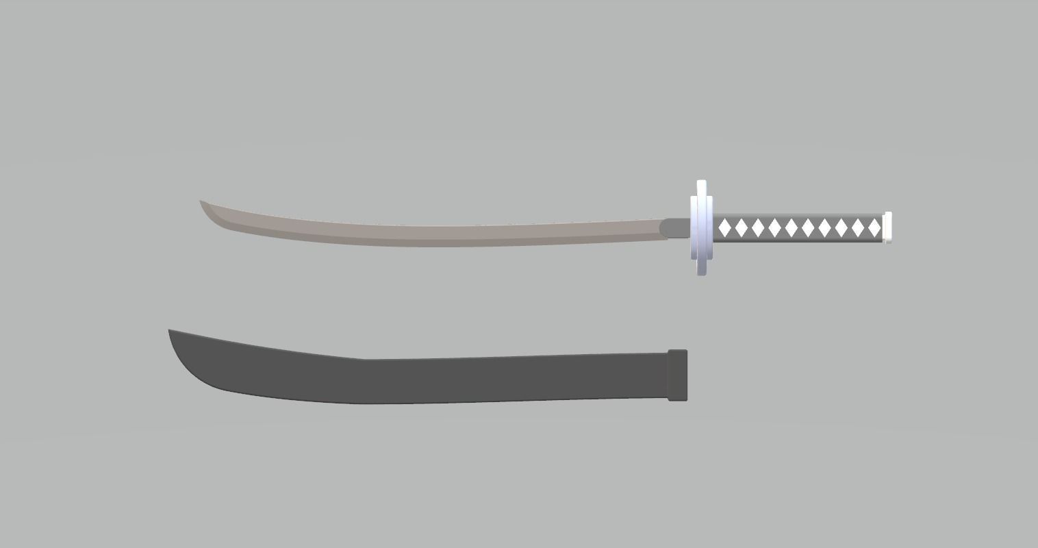 Weapon Katana Sword OBJ STL FBX 3d model Design in Solidworks 3D model ...
