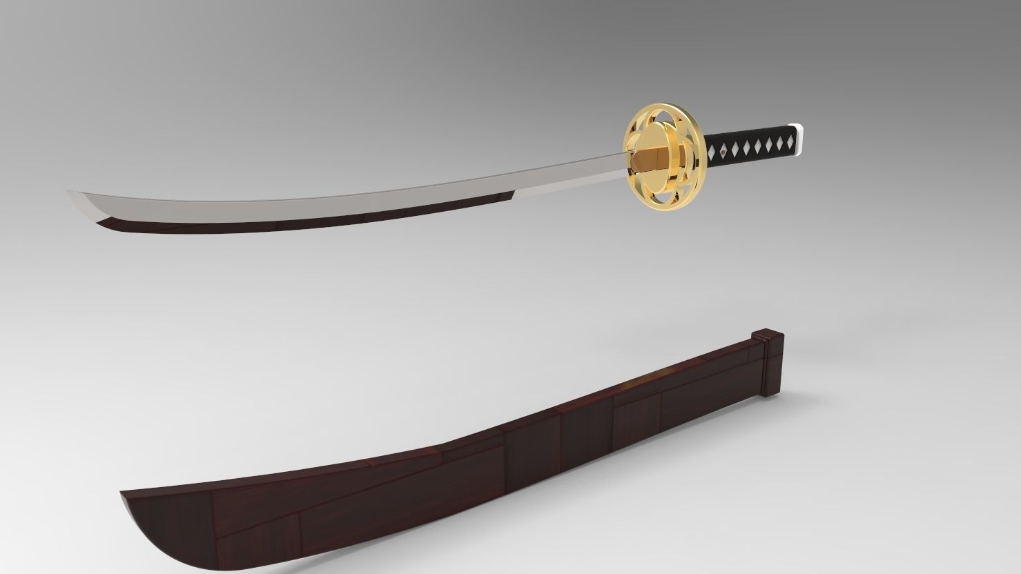 Weapon Katana Sword OBJ STL FBX 3d model Design in Solidworks 3D model ...