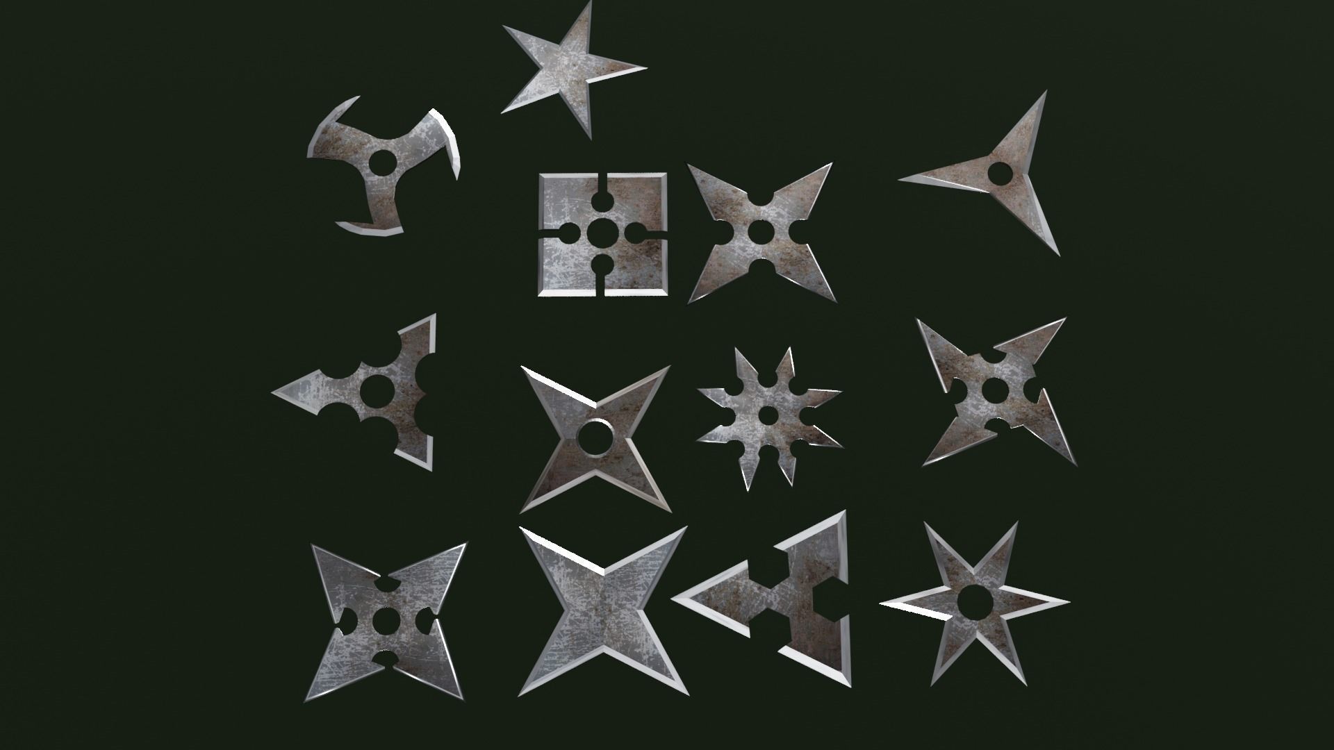3D model Ninja shuriken pack VR / AR / low-poly | CGTrader