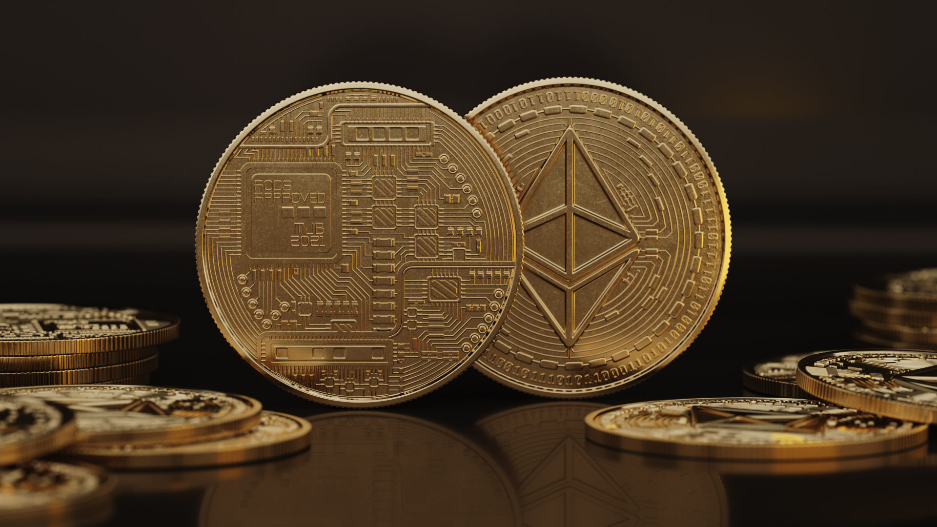 Ethereum ETH Coin Gold 3D model | CGTrader