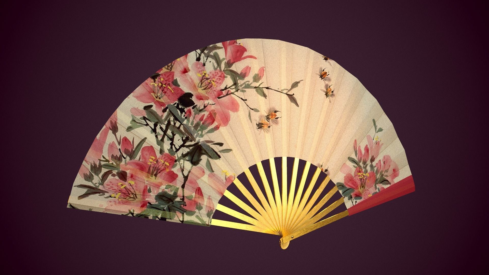 3D model Handheld Foldable Fan Animated VR / AR / low-poly rigged ...