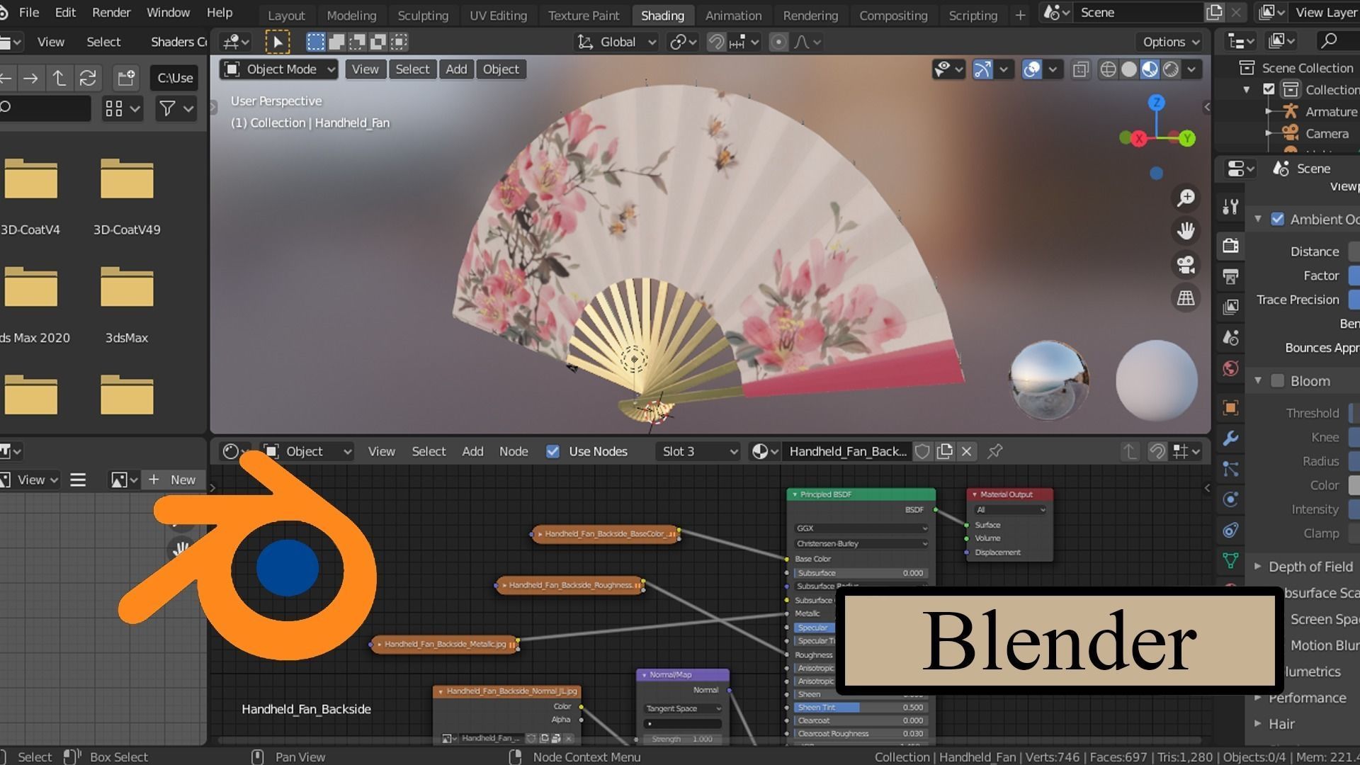3D model Handheld Foldable Fan Animated VR / AR / low-poly rigged ...