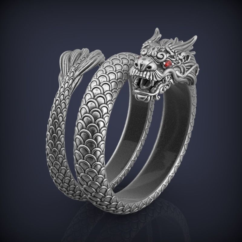 Dragon Snake Ring Jewelry 3d printable model 3D print model 3D model 3D ...