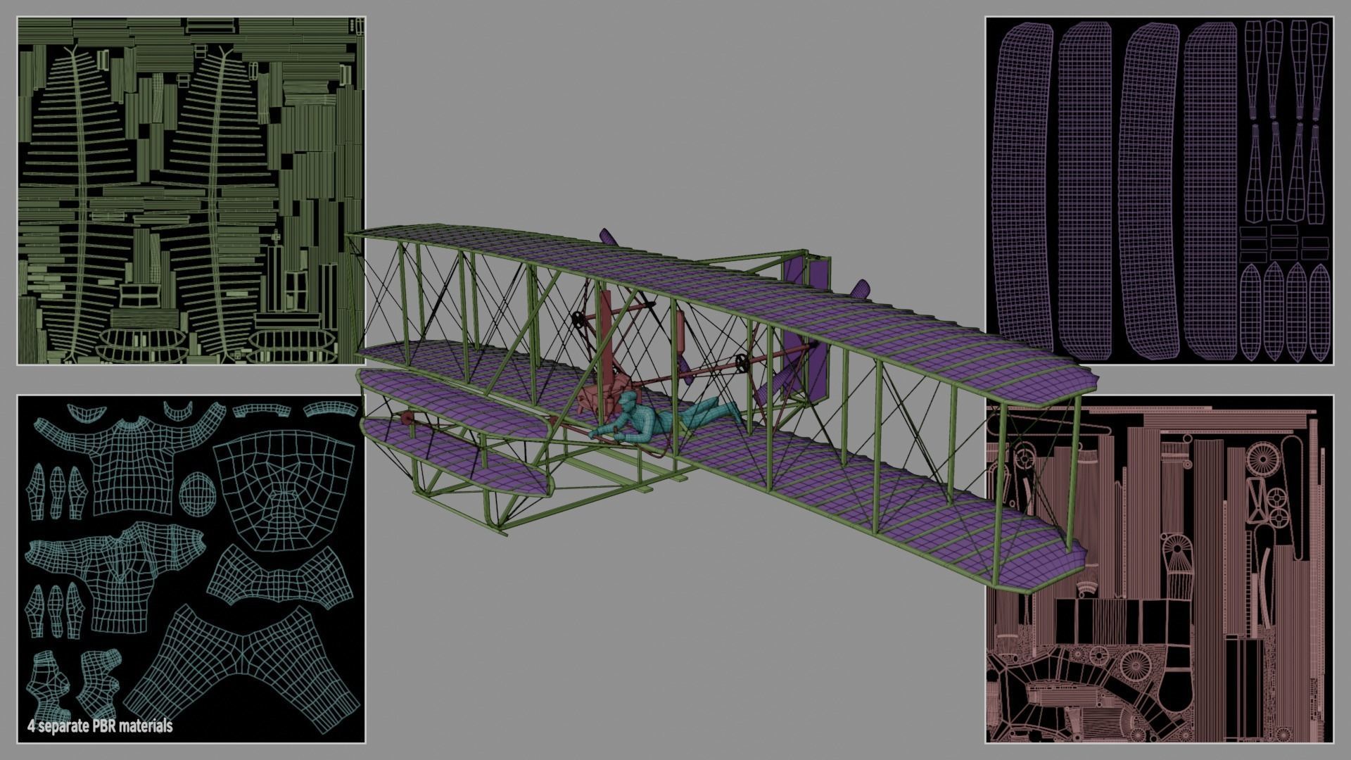 Wright Flyer - 1903 Kitty Hawk 3D model animated rigged | CGTrader