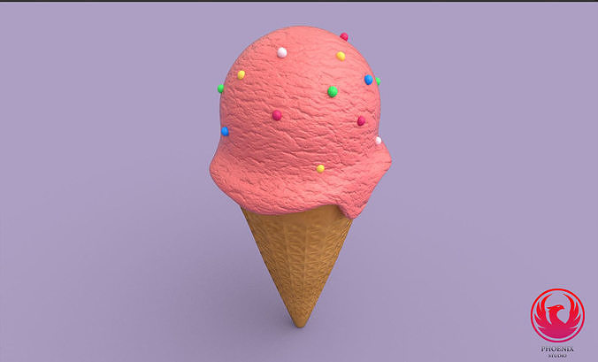 3D model IceCream 3D Model ice cream cone with sprinkles VR / AR / low ...