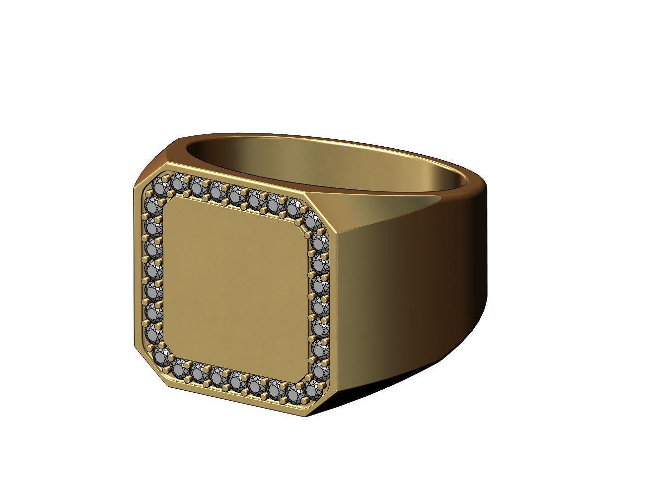 Square diamond signet ring US sizes 7 8 9 3D model 3D printable | CGTrader