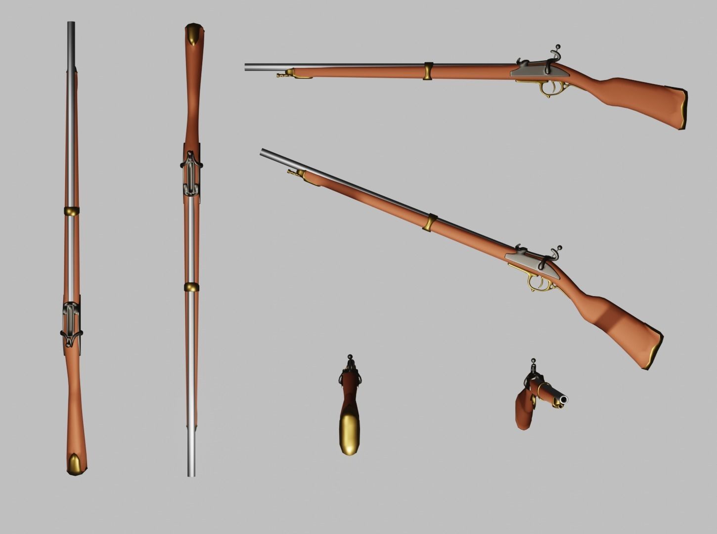 Napoleonic era french rifle - firearm free VR / AR / low-poly 3D model ...