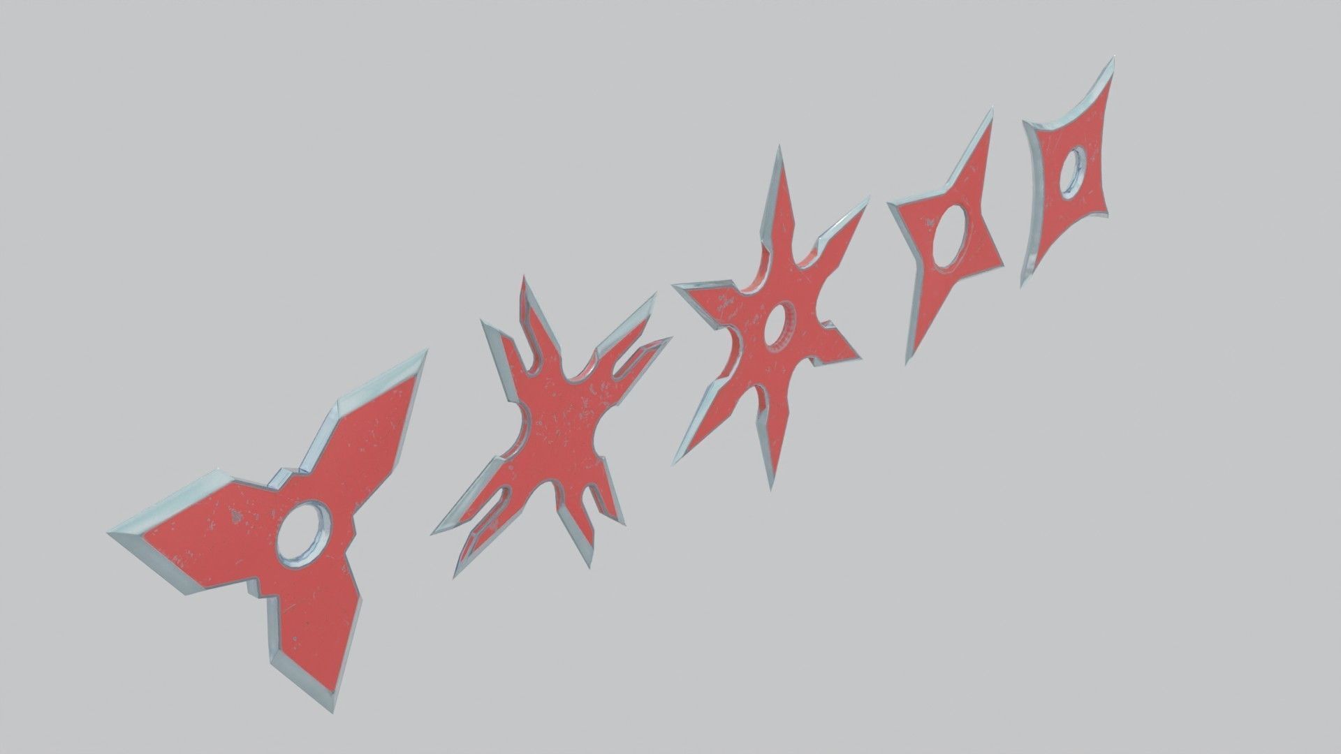 3D model Red Ninja shuriken pack VR / AR / low-poly | CGTrader