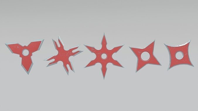 3D model Red Ninja shuriken pack VR / AR / low-poly | CGTrader