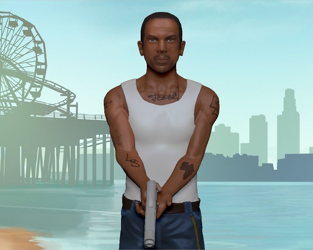 Carl Johnson GTA 3D model 3D printable | CGTrader