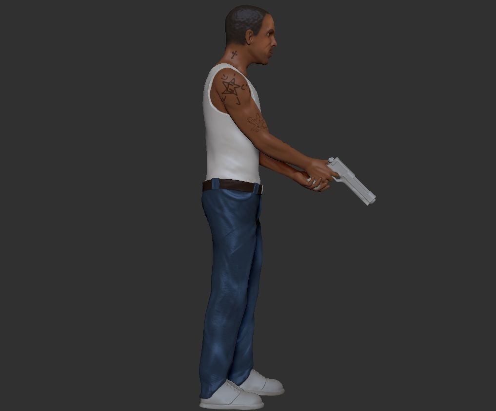 Carl Johnson GTA 3D model 3D printable | CGTrader
