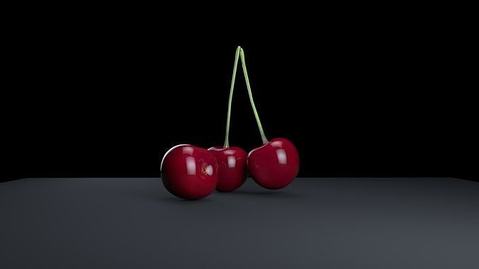 Cherry three cherries free 3D model | CGTrader