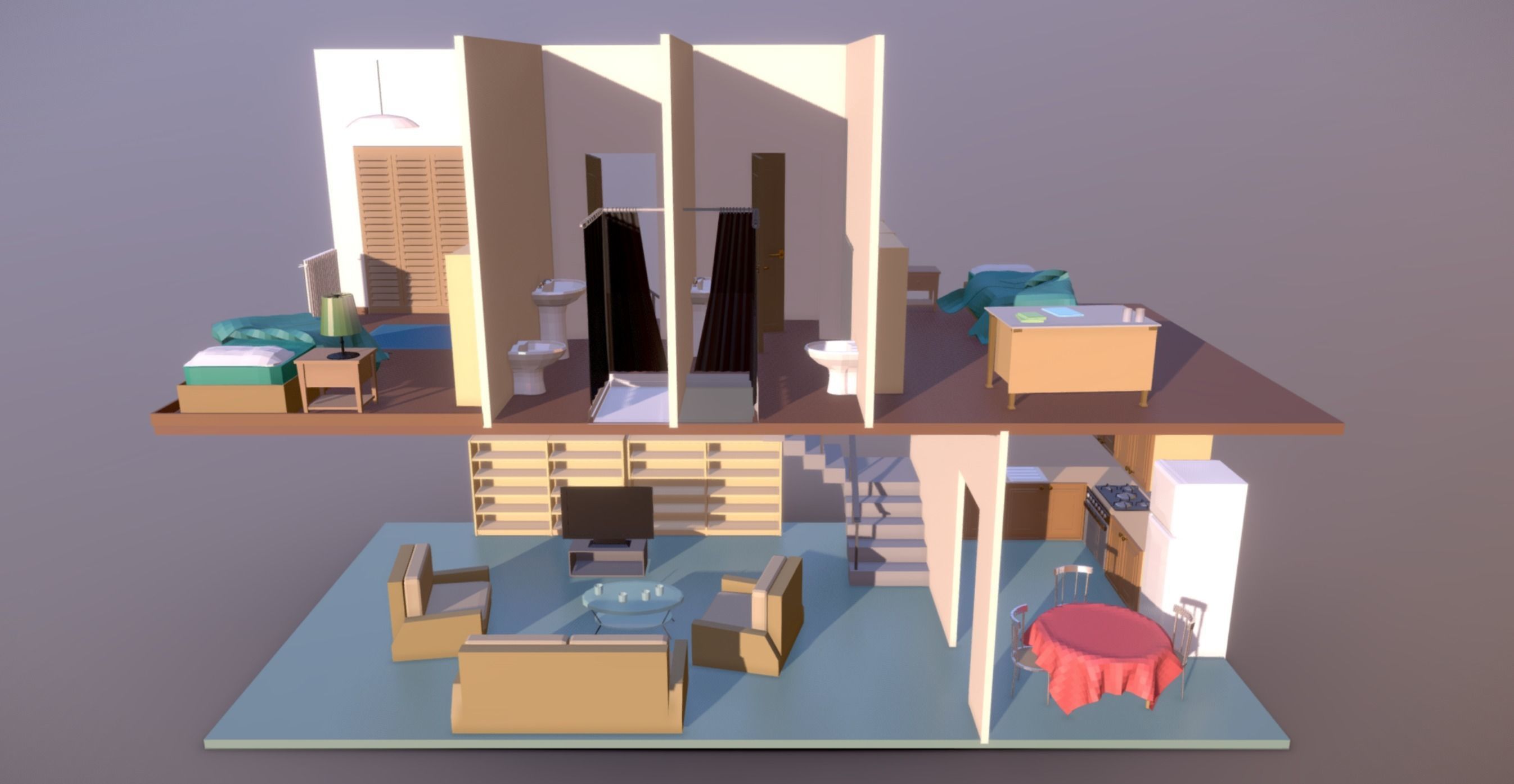 3D model Low Poly House Interior VR / AR / low-poly | CGTrader