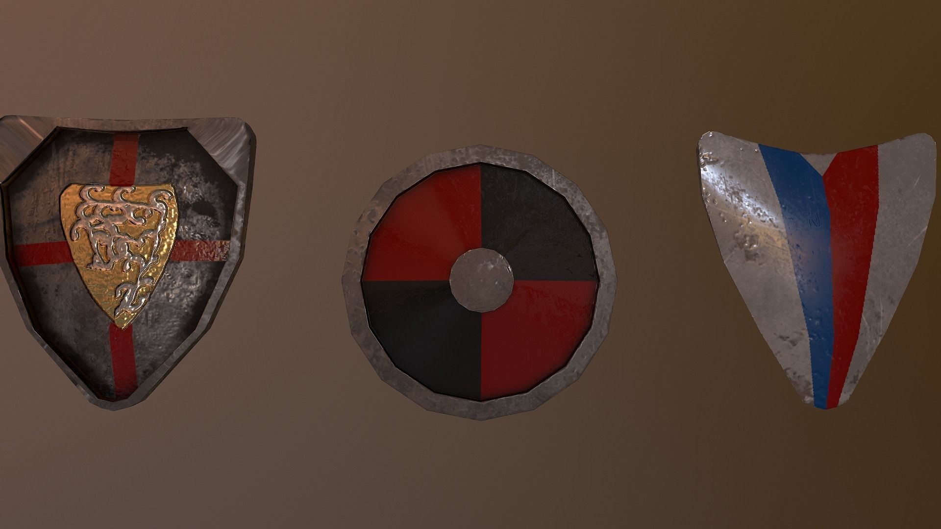 Low Poly Shileds three different shields free VR / AR / low-poly 3D ...