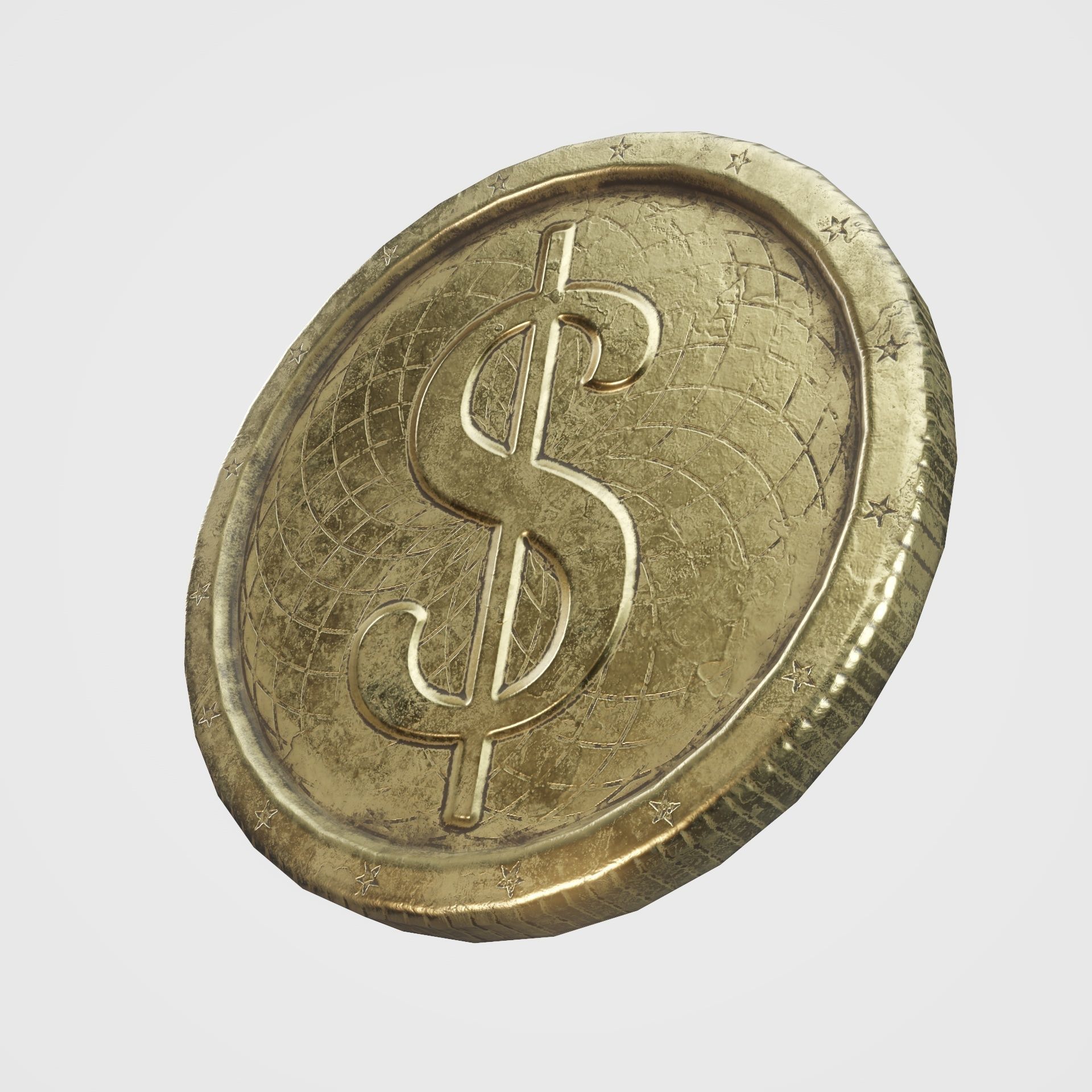 3D model Old Gold Coin with 10 different PBR textures and 3 color VR ...