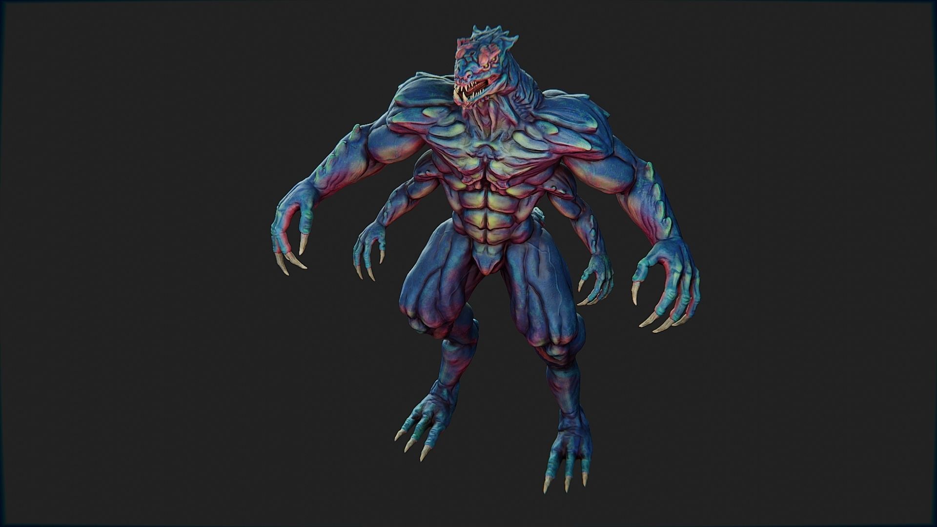 3D model Fantasy four handed predator character VR / AR / low-poly ...