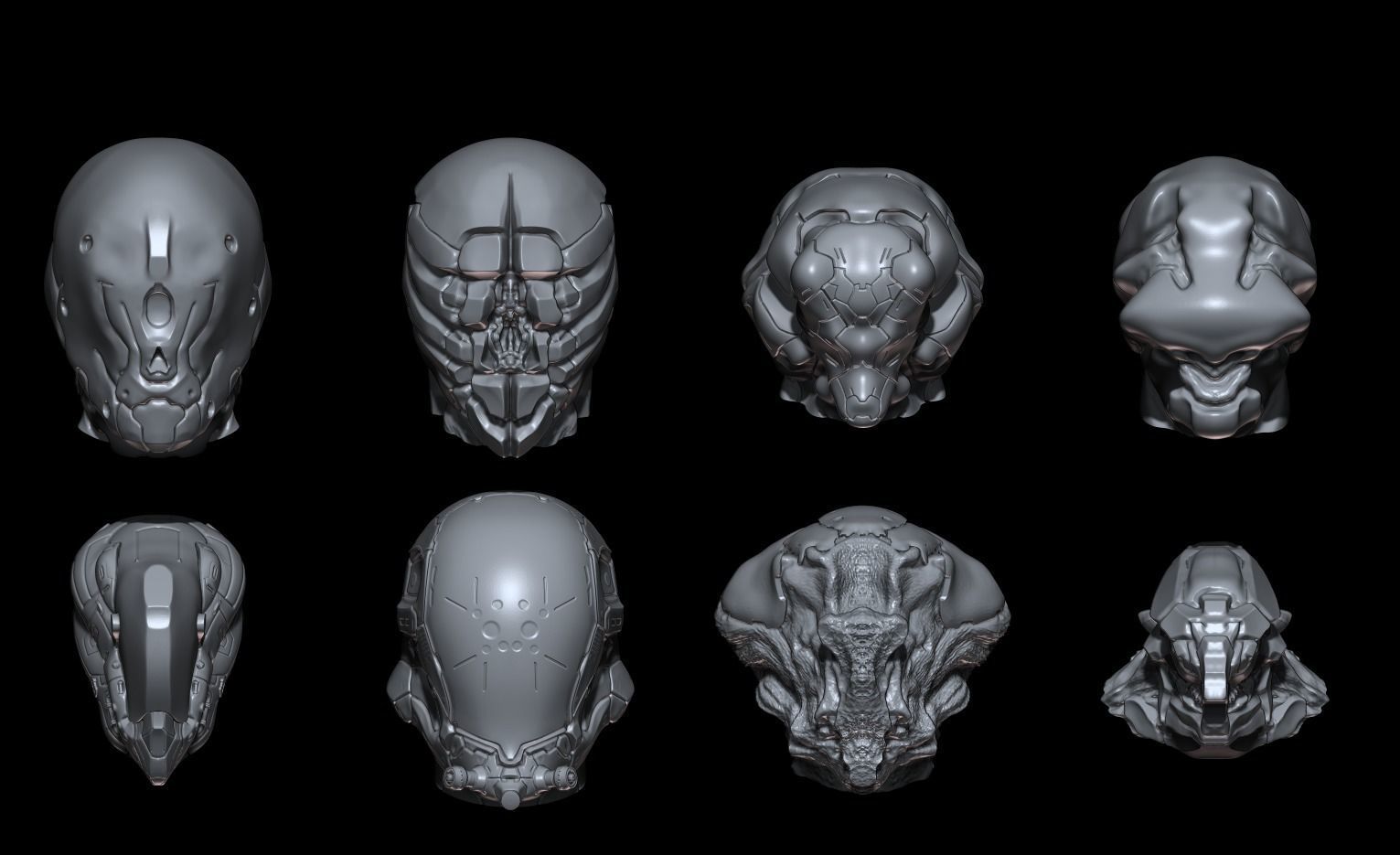 58 Mech Horror Heads IMM-Brush For Zbrush - OBJ and FBX Version 3D ...
