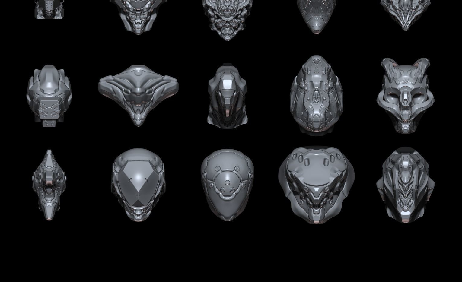 58 Mech Horror Heads IMM-Brush For Zbrush - OBJ and FBX Version 3D ...