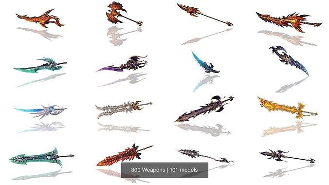 3D Model Collection 300 Weapons VR / AR / low-poly | CGTrader