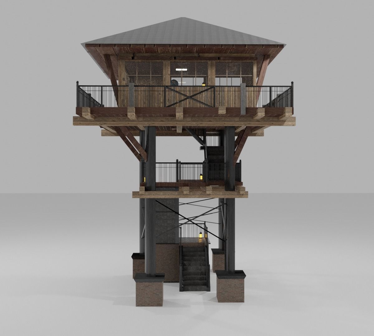 Fire Lookout Tower Architecture Build free 3D model | CGTrader