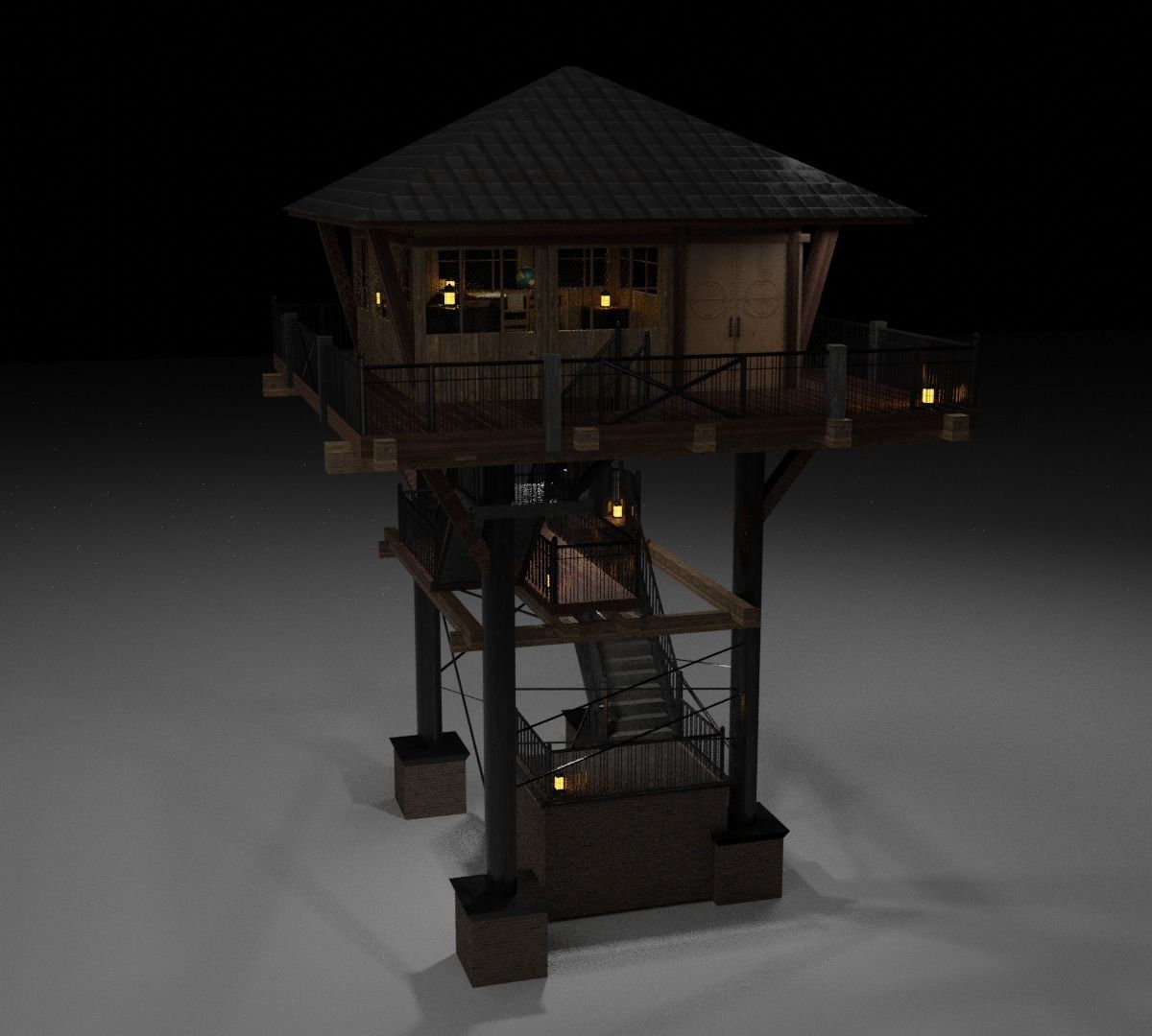 Fire Lookout Tower Architecture Build free 3D model | CGTrader
