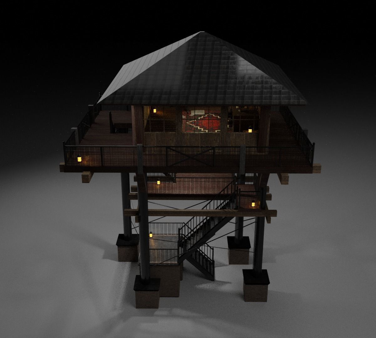 Fire Lookout Tower Architecture Build free 3D model | CGTrader