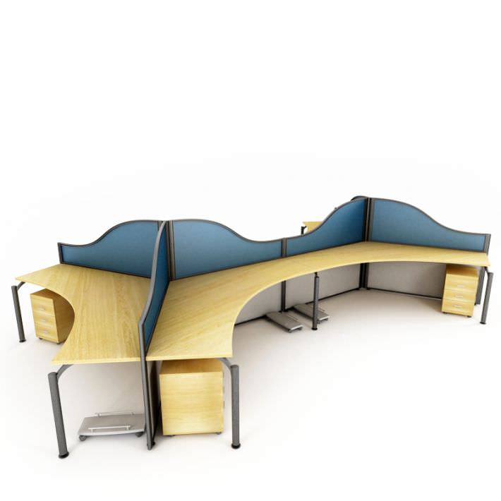 Wood Conjoined Office Desk 3D model | CGTrader