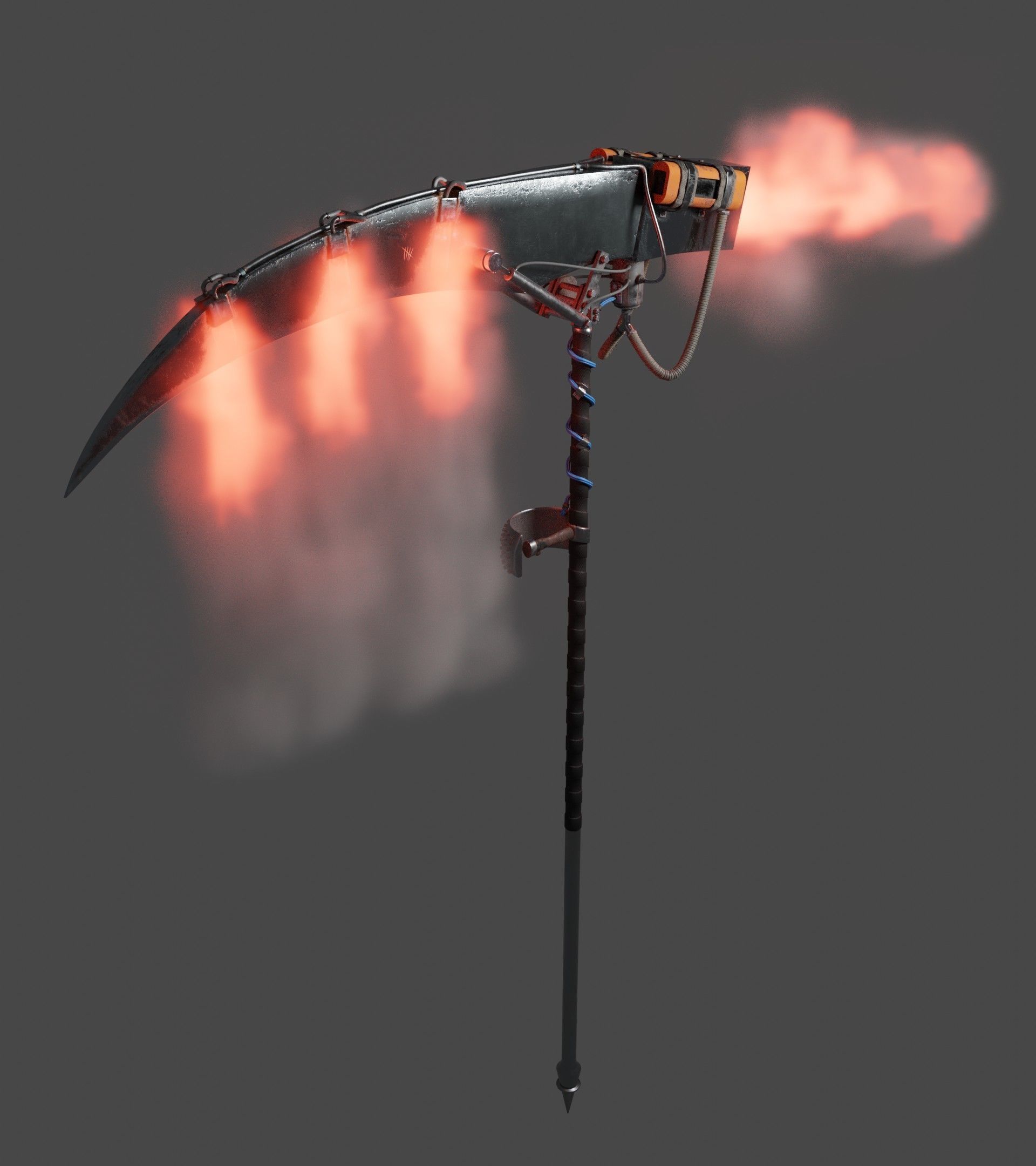 Fire-Spitting mechanical Scythe 3D model | CGTrader
