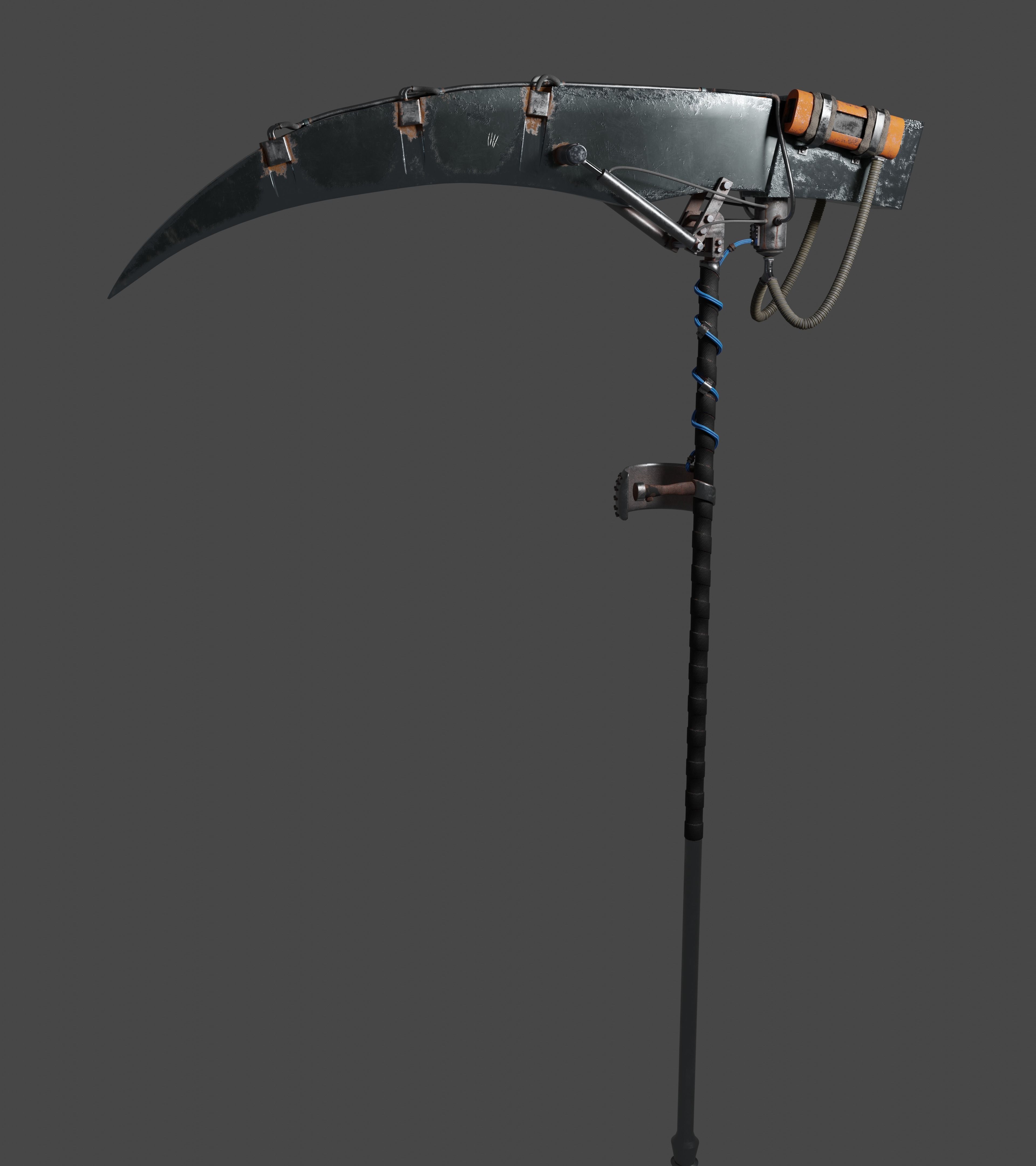 Fire-Spitting mechanical Scythe 3D model | CGTrader