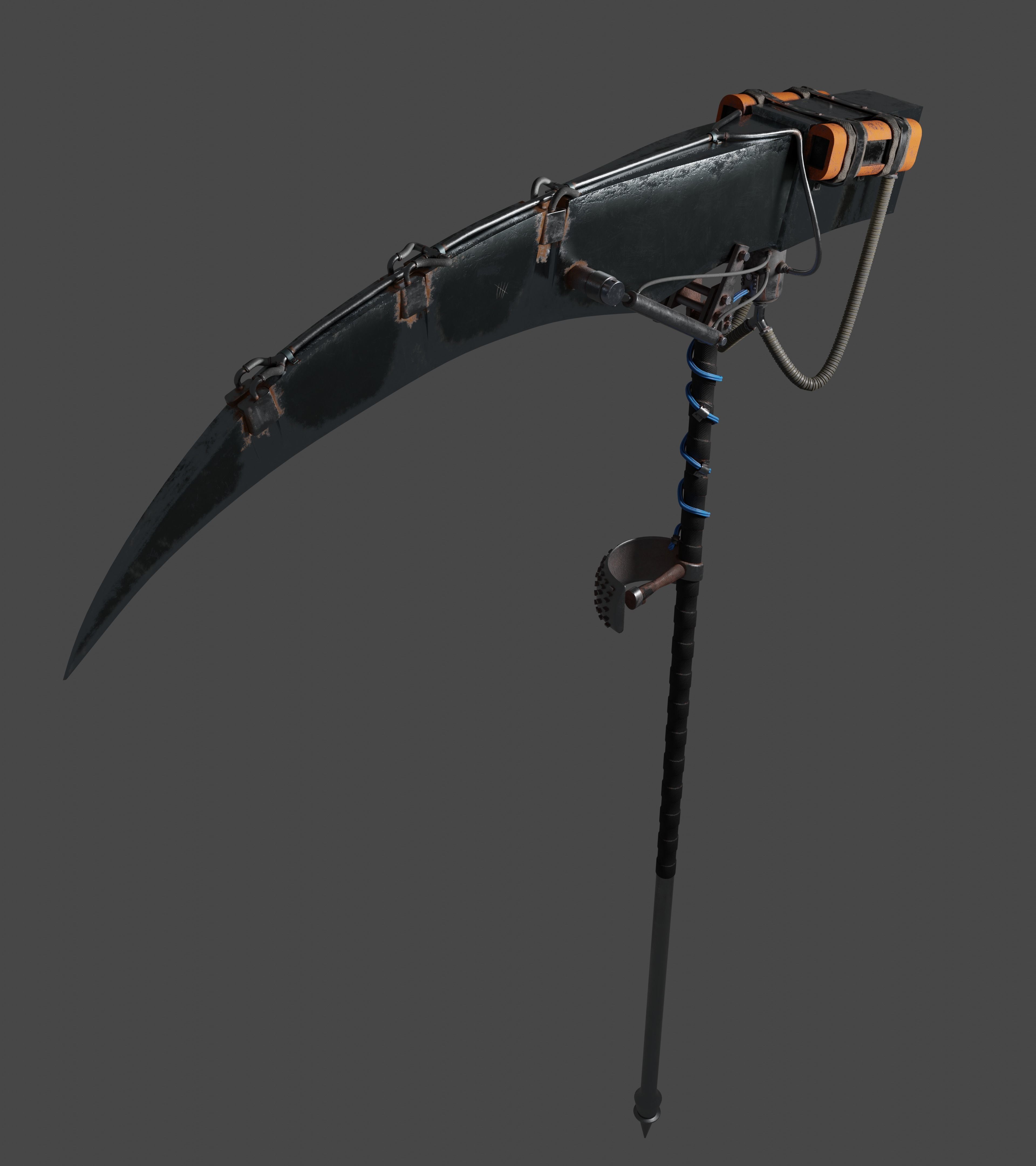Fire-Spitting mechanical Scythe 3D model | CGTrader