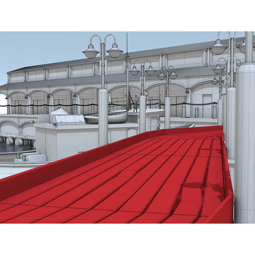 Untextured clay model of harbor pier and fishing boats - Update 3D ...