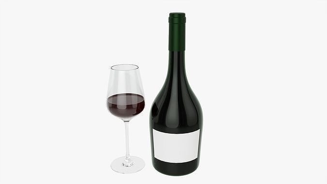 Wine bottle mockup 12 with glass 3D model | CGTrader