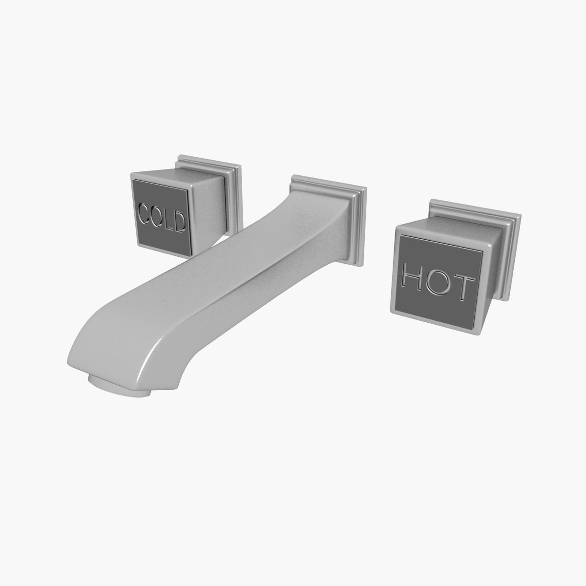Tap Model 2 bathroom faucet with two squares 3D model | CGTrader